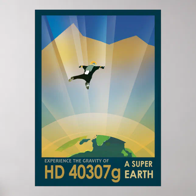 Retro Space Poster-The Gravity Of A Super Earth Poster | Zazzle