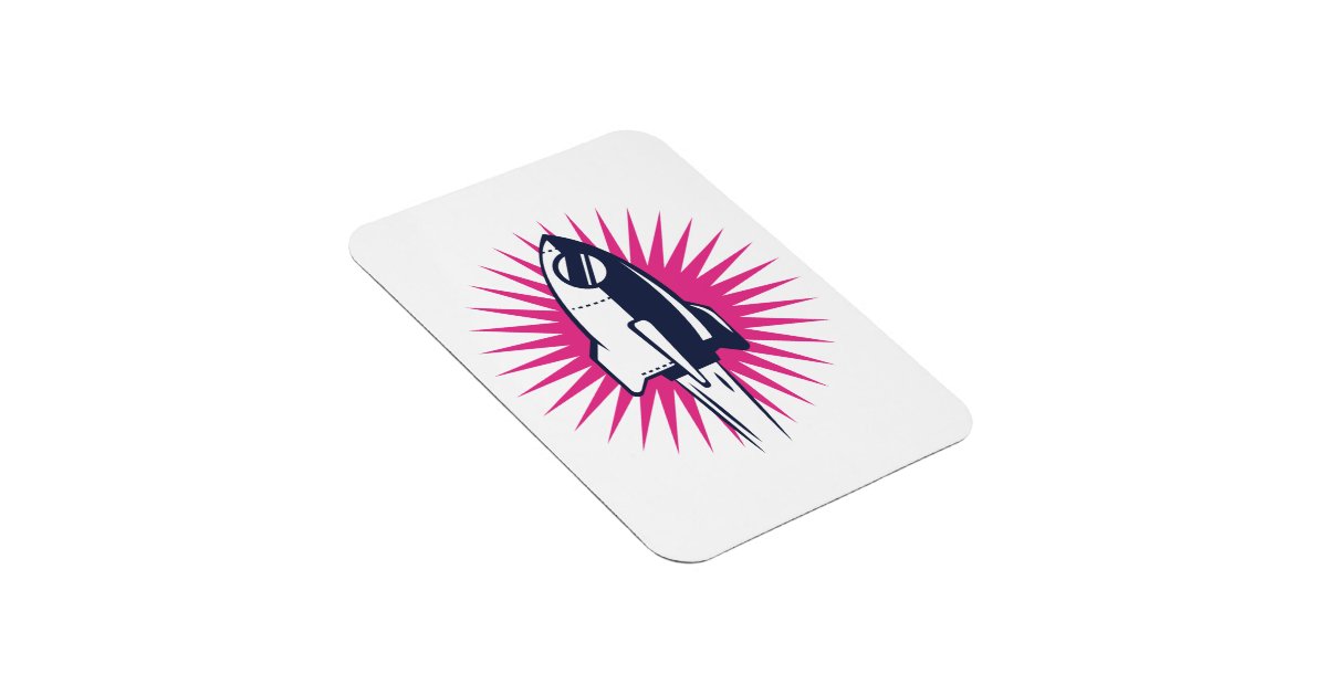 Retro Space Rocket Magnet | Zazzle