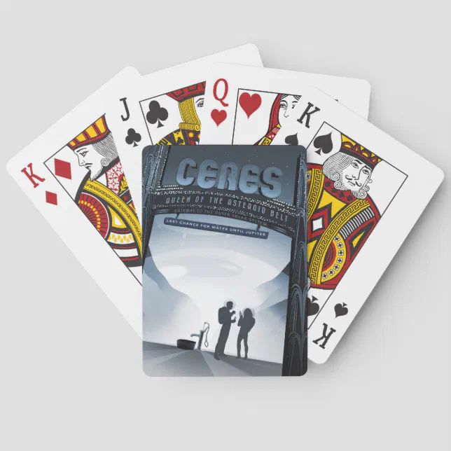 Retro Space Travel Poster-Dwarf Planet Ceres. Playing Cards | Zazzle