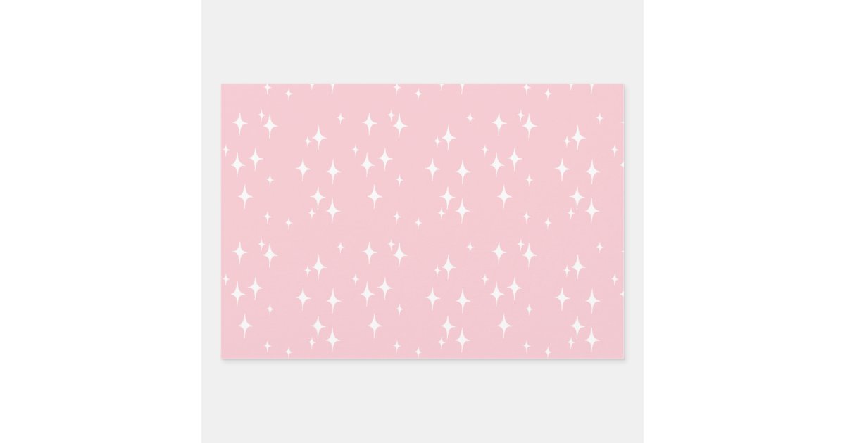 Retro Stardust Starburst Stars Pink Aesthetic Wrapping Paper Sheet | Zazzle