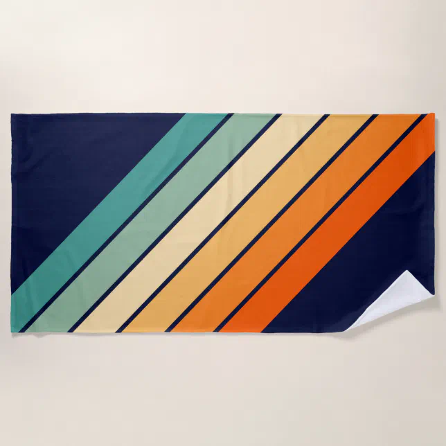 Retro Stripes Stylish Lines Striped 70s 80s Design Beach Towel | Zazzle