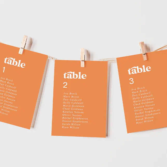 Retro Summer | Orange Hanging Seating Chart Card | Zazzle