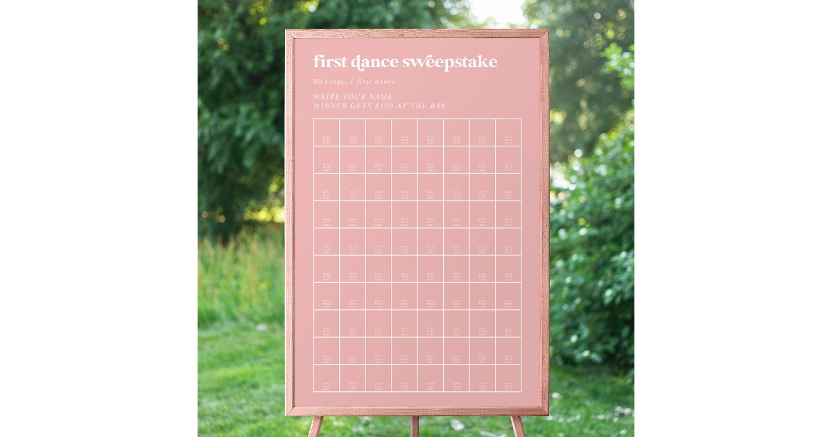 Retro Summer Pink Wedding First Dance Sweepstake Poster | Zazzle