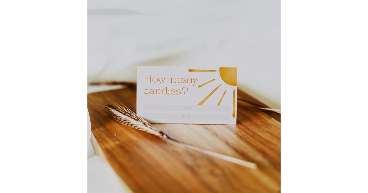 Retro Sun Summer How Many Candies Enclosure Card | Zazzle