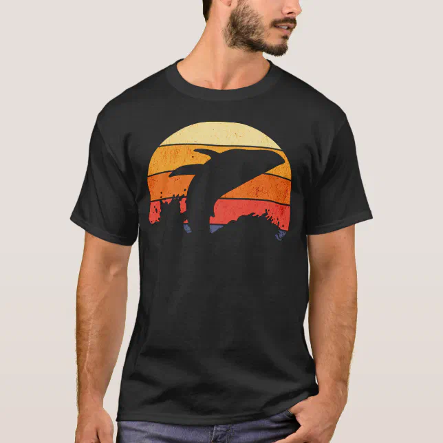 Retro Sunset Humpback Whale Breaching T-Shirt | Zazzle