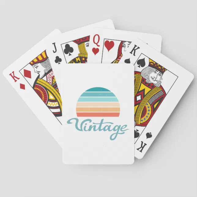 Retro Sunset+Vintage Script Distressed Playing Cards | Zazzle