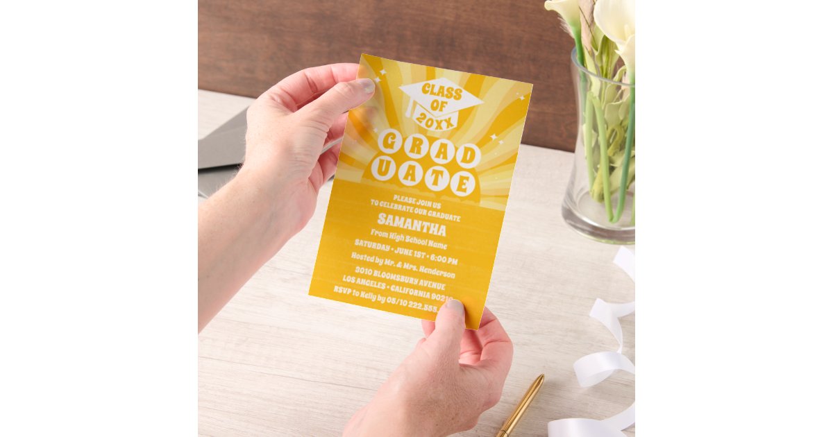 Retro sunshine Graduation Party Vellum Invitations | Zazzle