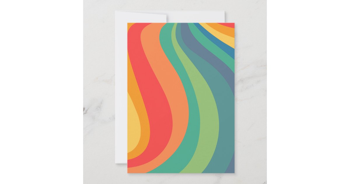 Retro swirls colourful 60s invitation | Zazzle