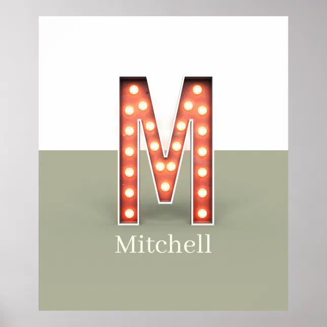 Retro Theater Marquee Letter M Personalized Poster | Zazzle
