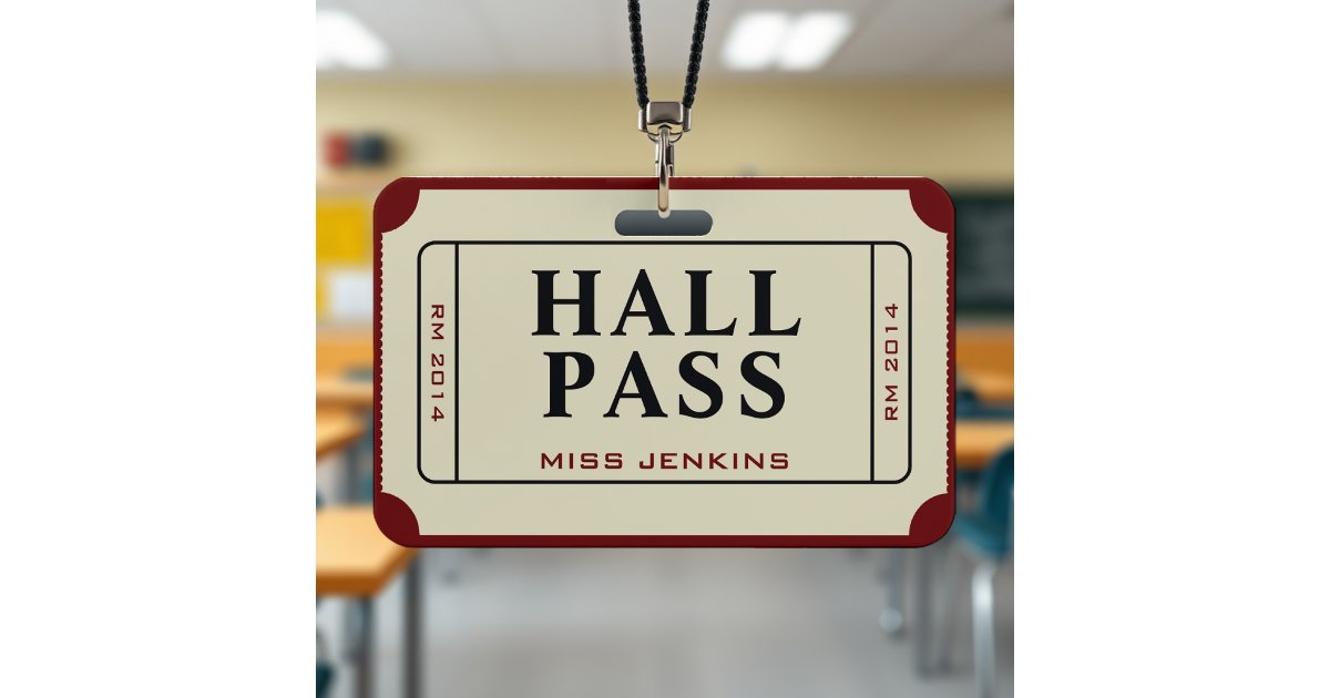 Retro Ticket Stub School Teacher Student Hall Pass ID Badge | Zazzle