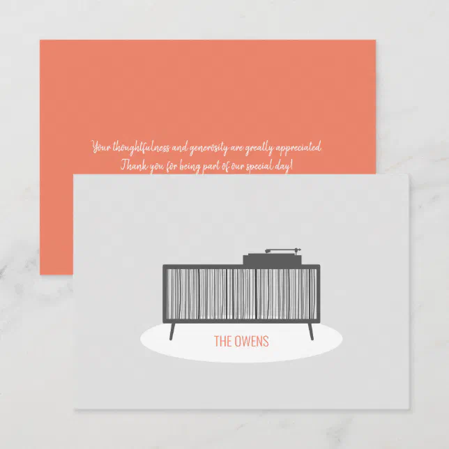 Retro Turntable Record Cabinet Thank You Card | Zazzle