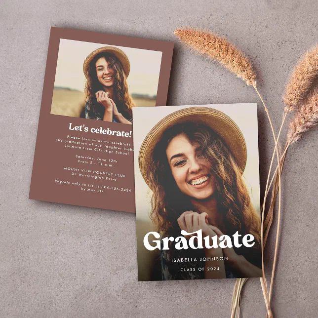 Retro Typography Photo Graduation Party Invitation | Zazzle