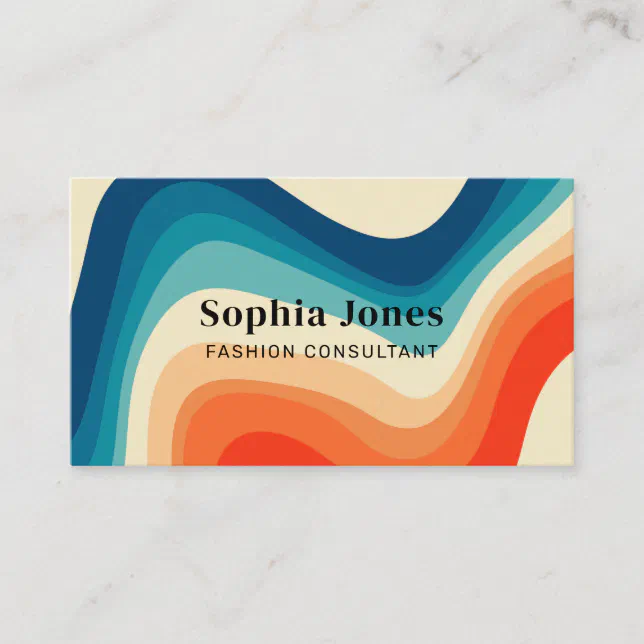 Retro Vintage 70s Rainbow Business Card | Zazzle