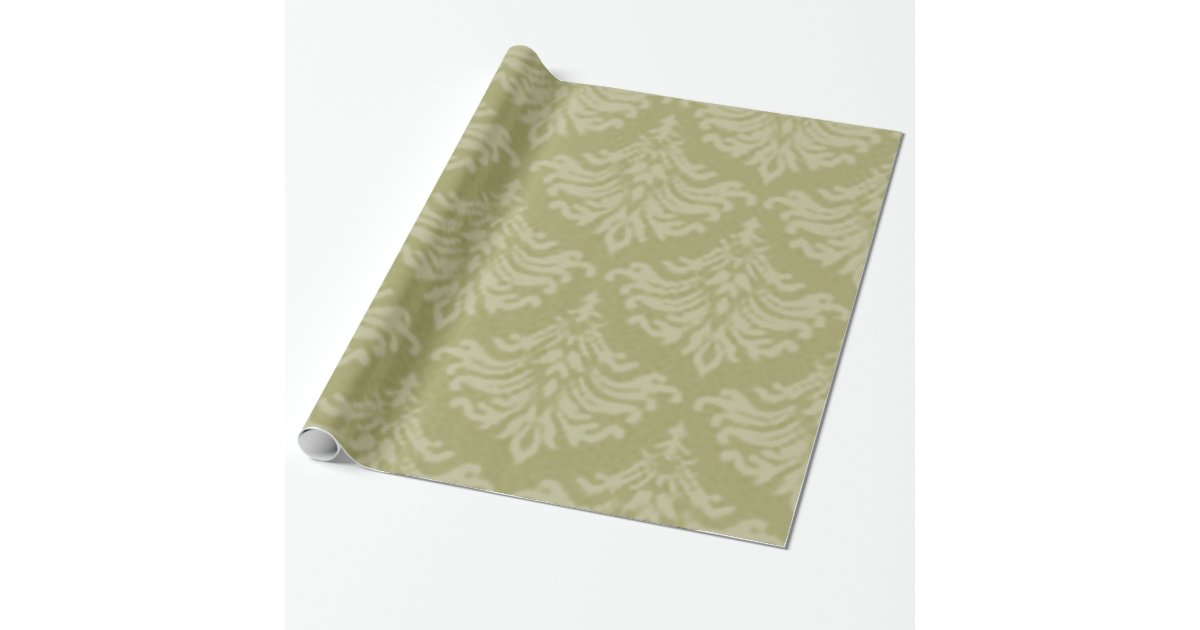Retro Vintage Damask Brocade Sage Green Wrapping Paper | Zazzle