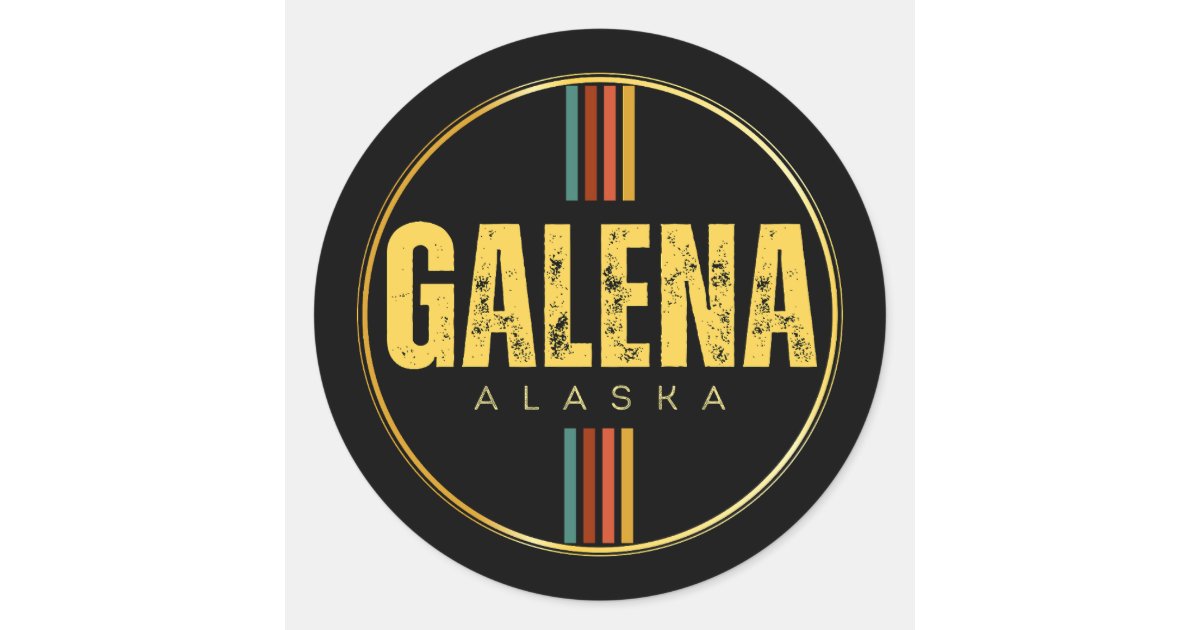 Retro vintage Galena City Alaska State 70s Groovy Classic Round Sticker ...