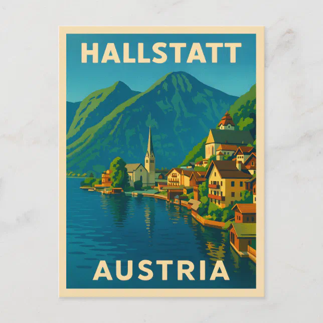 Retro Vintage Travel Hallstatt Austria Scenic Postcard | Zazzle