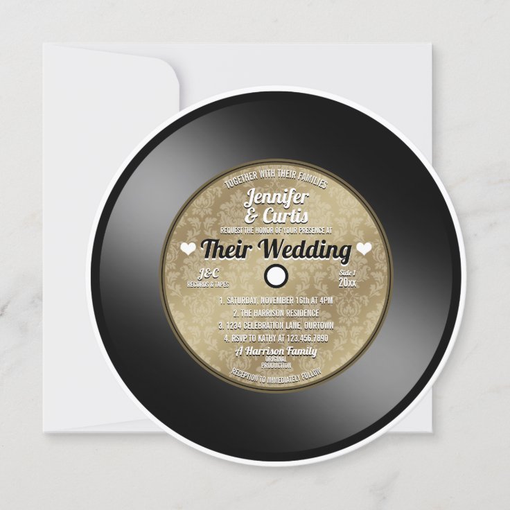 Retro Vinyl Record Wedding Invitation | Zazzle