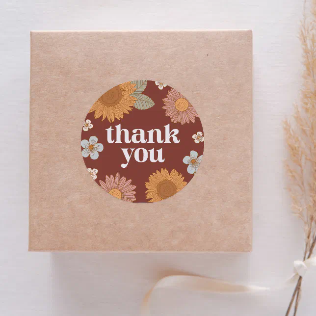 Retro Wildflower Baby Shower Thank You Classic Round Sticker | Zazzle