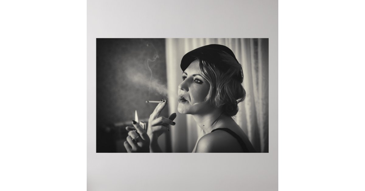 Retro woman smoking poster | Zazzle