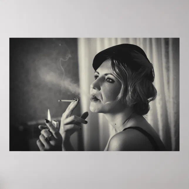 Retro woman smoking poster | Zazzle