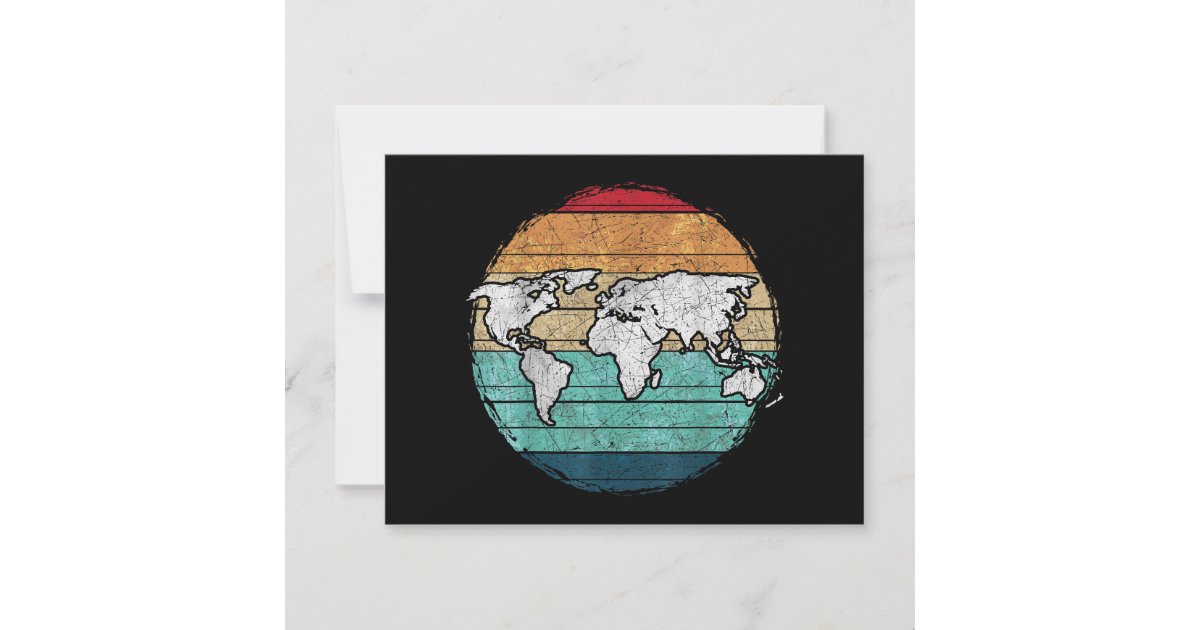 Retro World Map Thank You Card | Zazzle