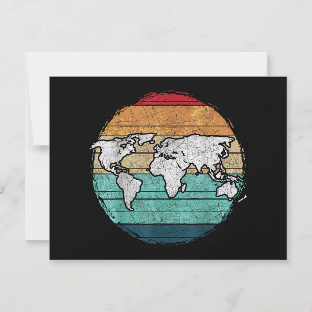 Retro World Map Thank You Card | Zazzle