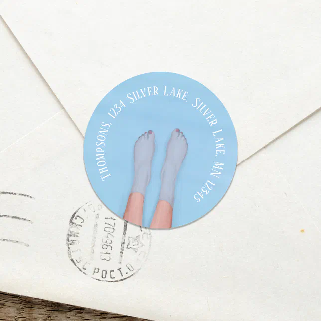 Return Address Blue Water Beach Custom Classic Round Sticker | Zazzle