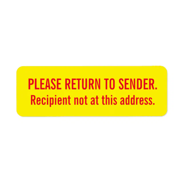 Return to Sender Not at this Address Stickers | Zazzle