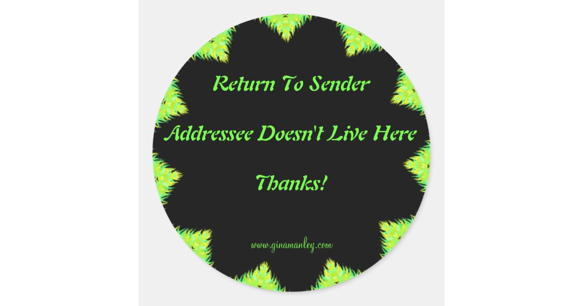 Return To Sender Sticker | Zazzle
