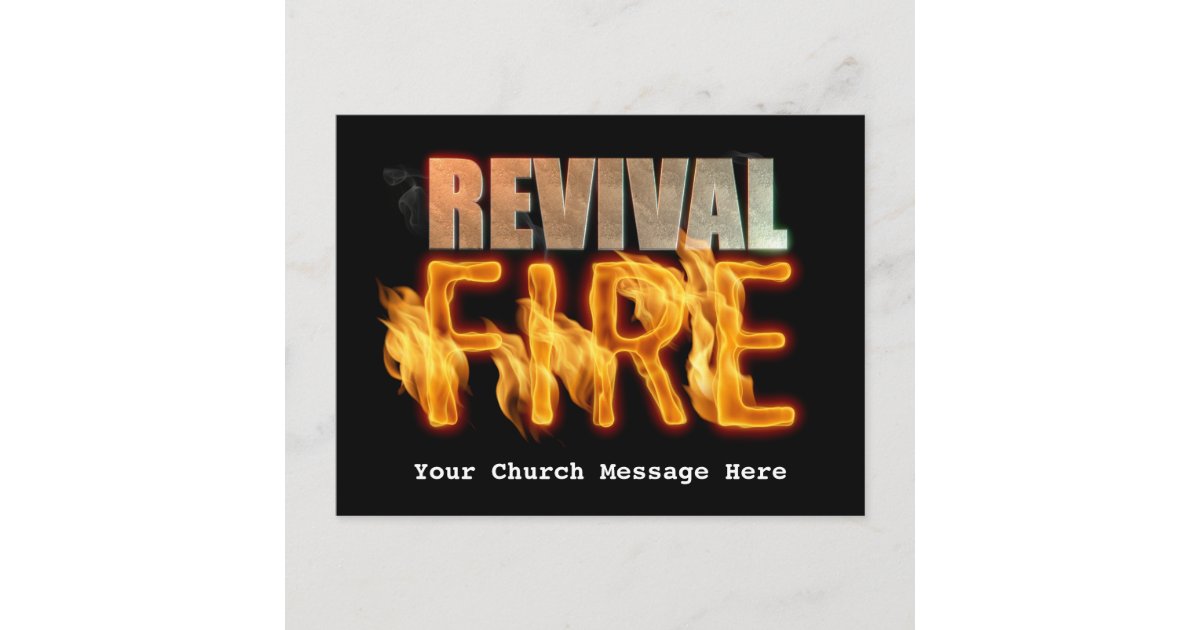 Revival fire evangelism christian church outreach postcard | Zazzle