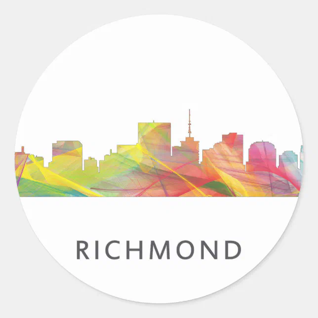 RICHMOND VIRGINIA SKYLINE WB1 - CLASSIC ROUND STICKER | Zazzle