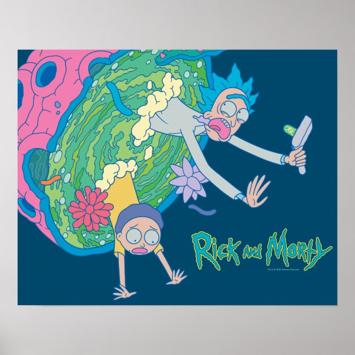 RICK AND MORTY™ | Falling From Infected Portal Poster | Zazzle.co.uk