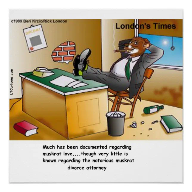 Rick London Muskrat Divorce Attorney Comic Poster | Zazzle