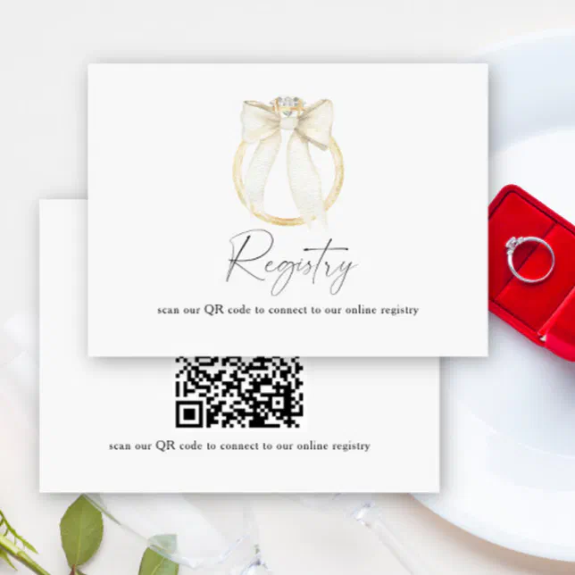 Ring Bow bridal shower QR code for registry Enclosure Card | Zazzle