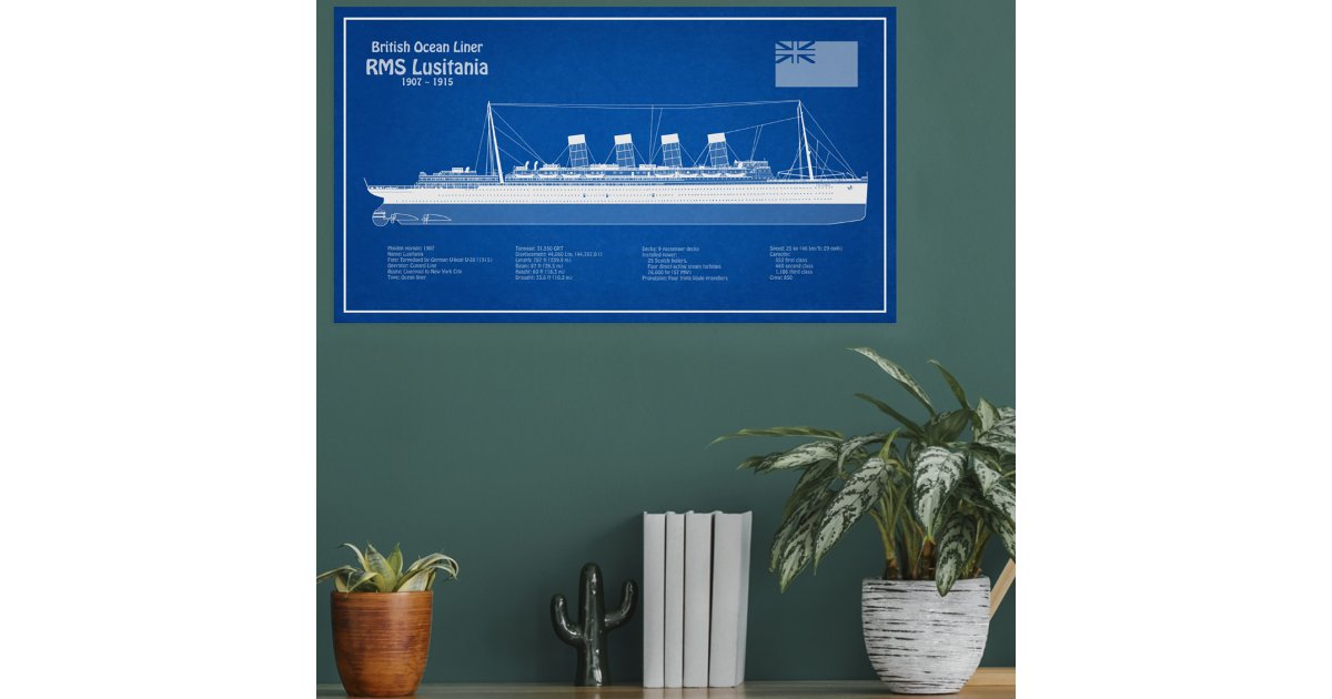 RMS Lusitania - Ship Blueprint Plans ABD Poster | Zazzle