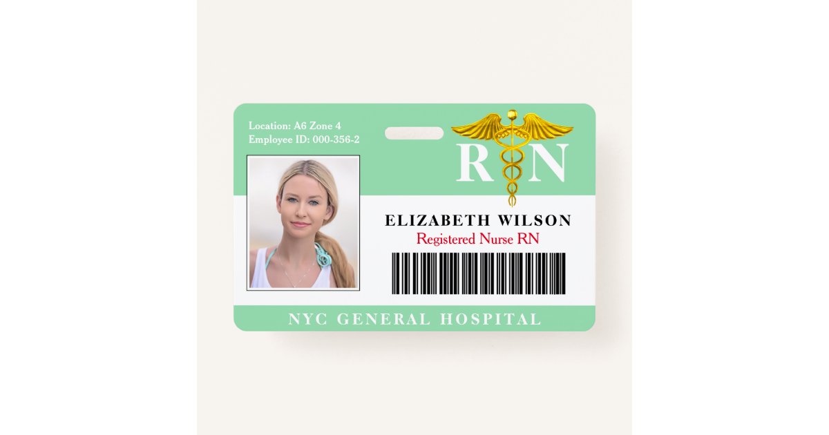 RN Nurse | Hospital Medical Employee Photo ID ID Badge | Zazzle