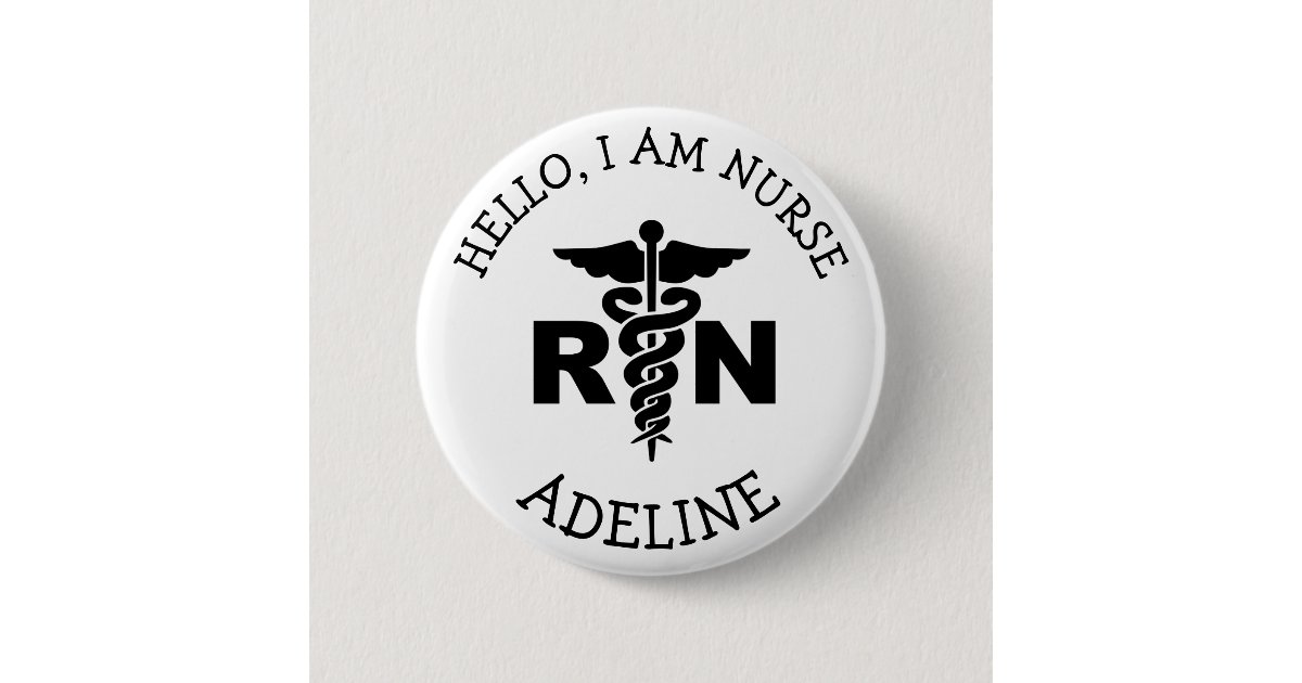 RN Nurse Medical Symbol Personalised Name 6 Cm Round Badge | Zazzle