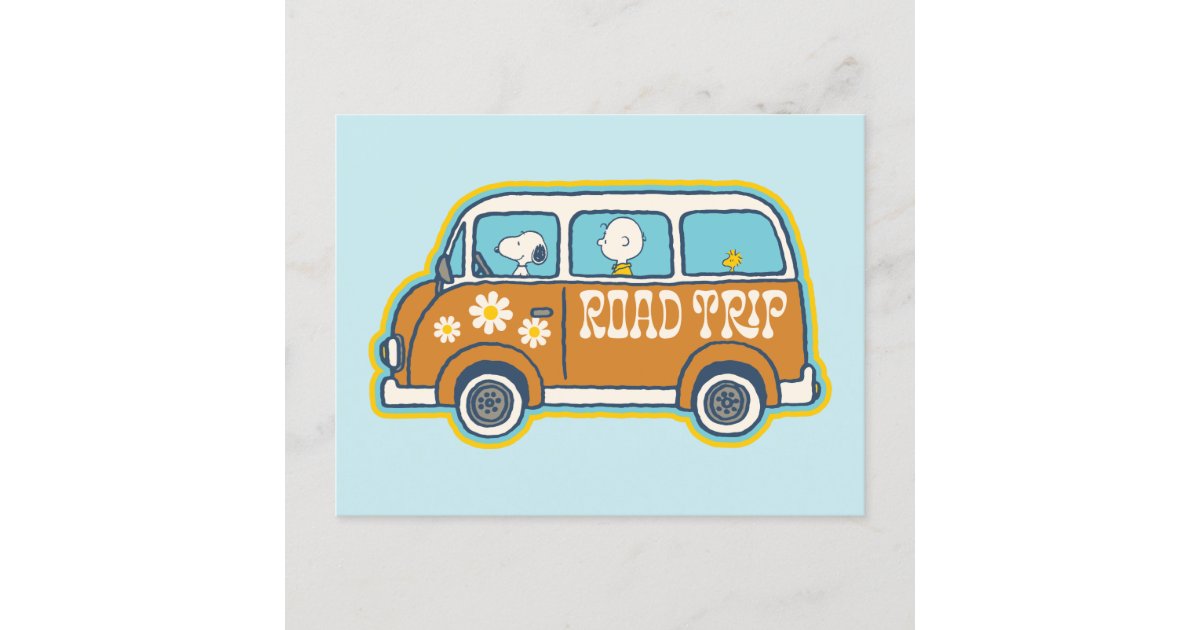 Road Trippin | Peanuts Road Trip Van Postcard | Zazzle