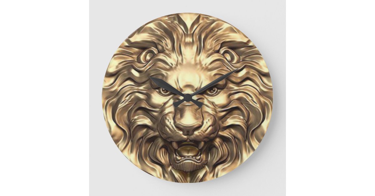 Roaring Gold Lion Head Wall Clock | Zazzle
