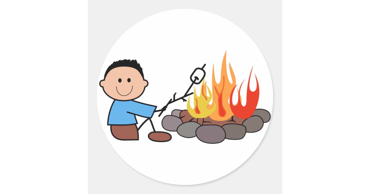 Roasting Marshmallows Classic Round Sticker | Zazzle
