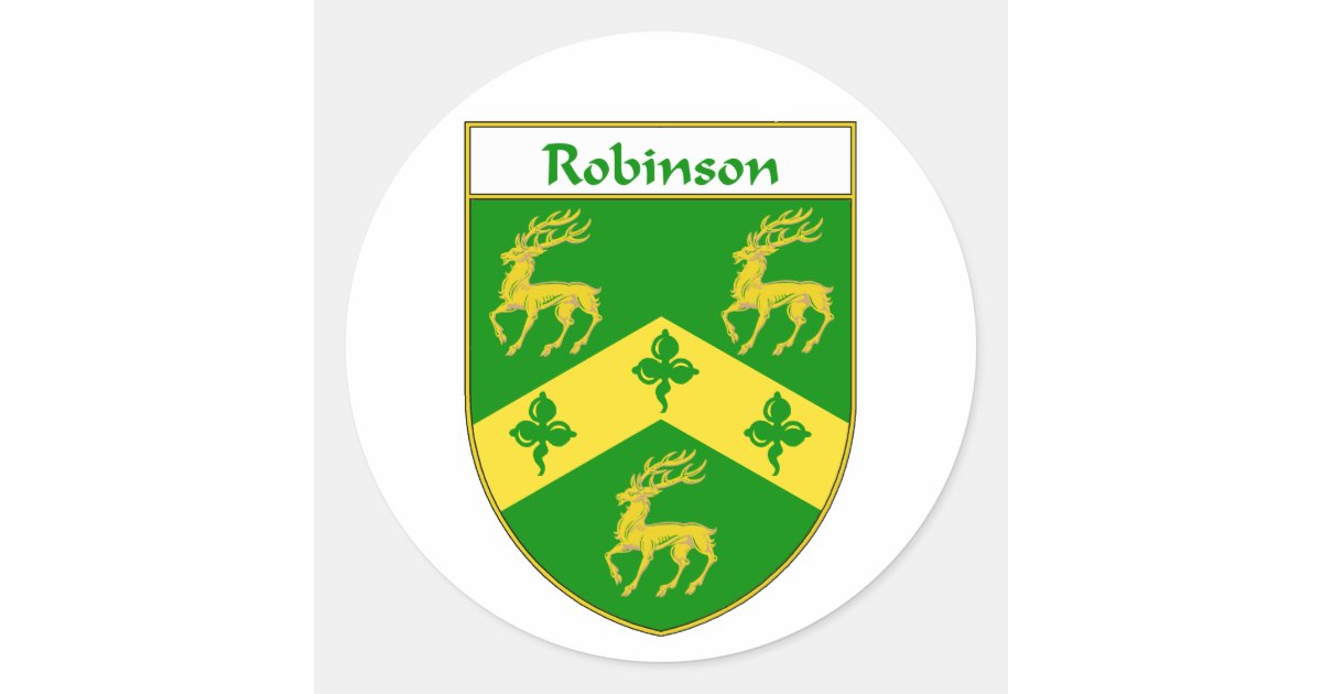 Robinson Coat of Arms/Family Crest Classic Round Sticker | Zazzle