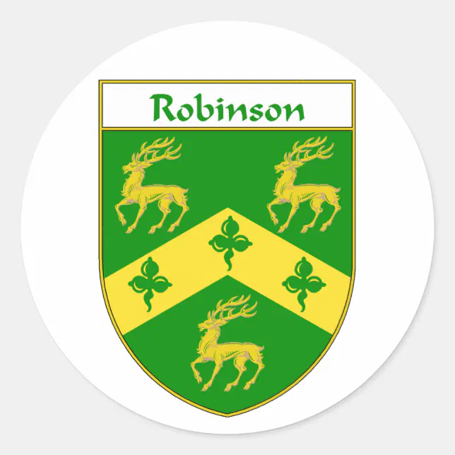 Robinson Coat of Arms/Family Crest Classic Round Sticker | Zazzle