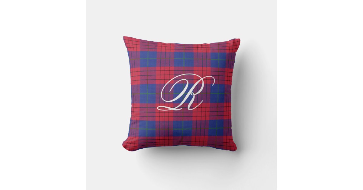 Robinson Tartan Monogram Pillow | Zazzle
