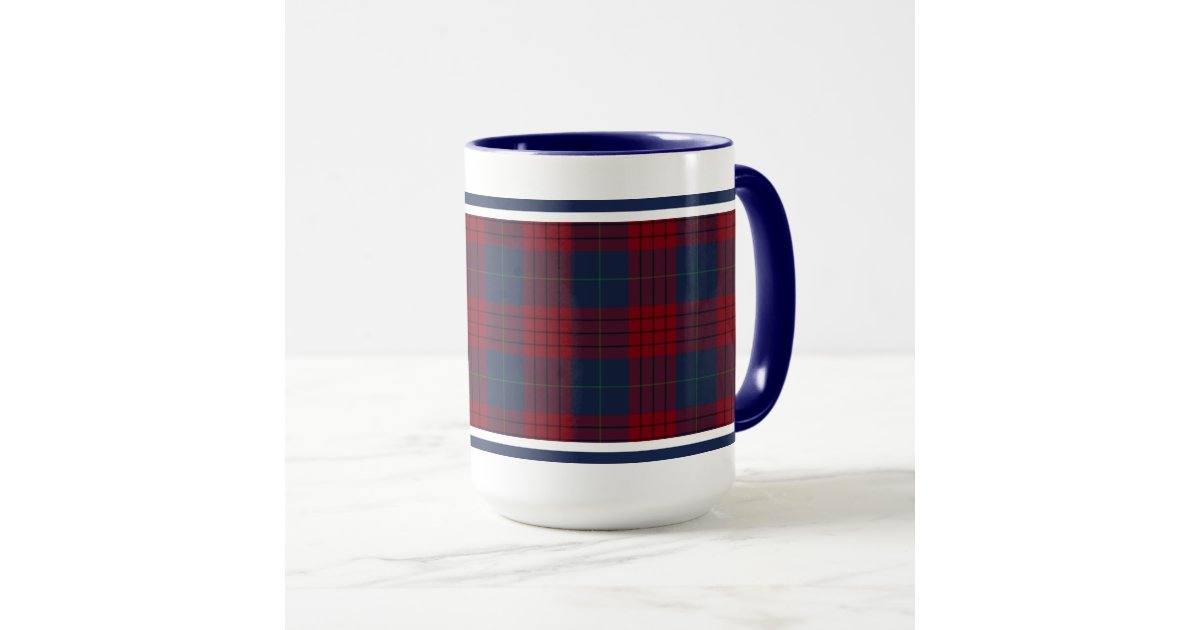 Robinson Tartan Navy Blue and Red Plaid Mug | Zazzle