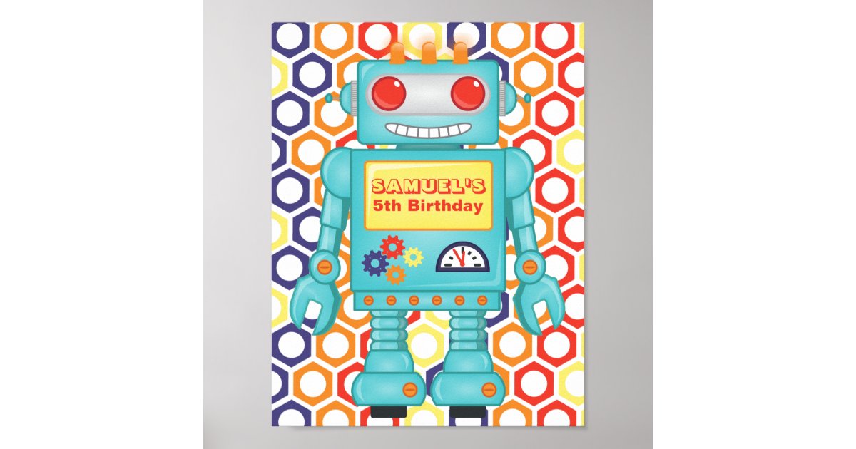 Robot Themed Party Poster | Zazzle