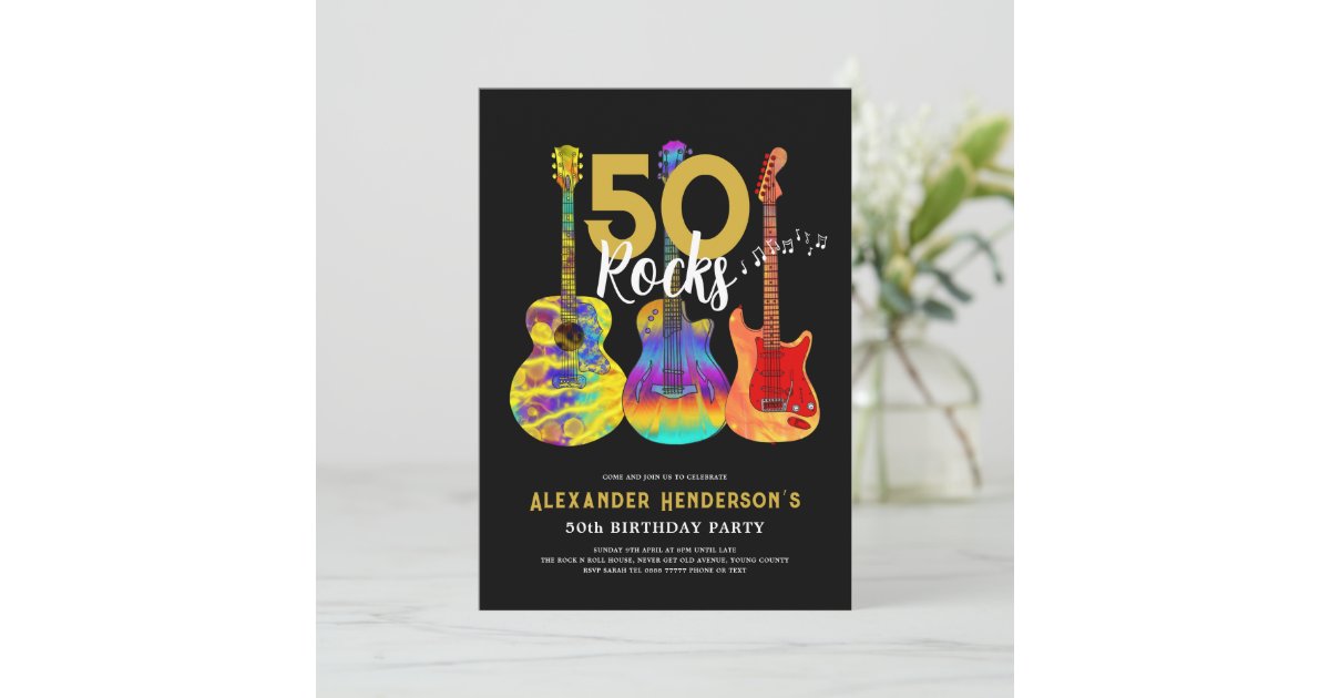 Rock and Roll 50th Birthday Invitation | Zazzle