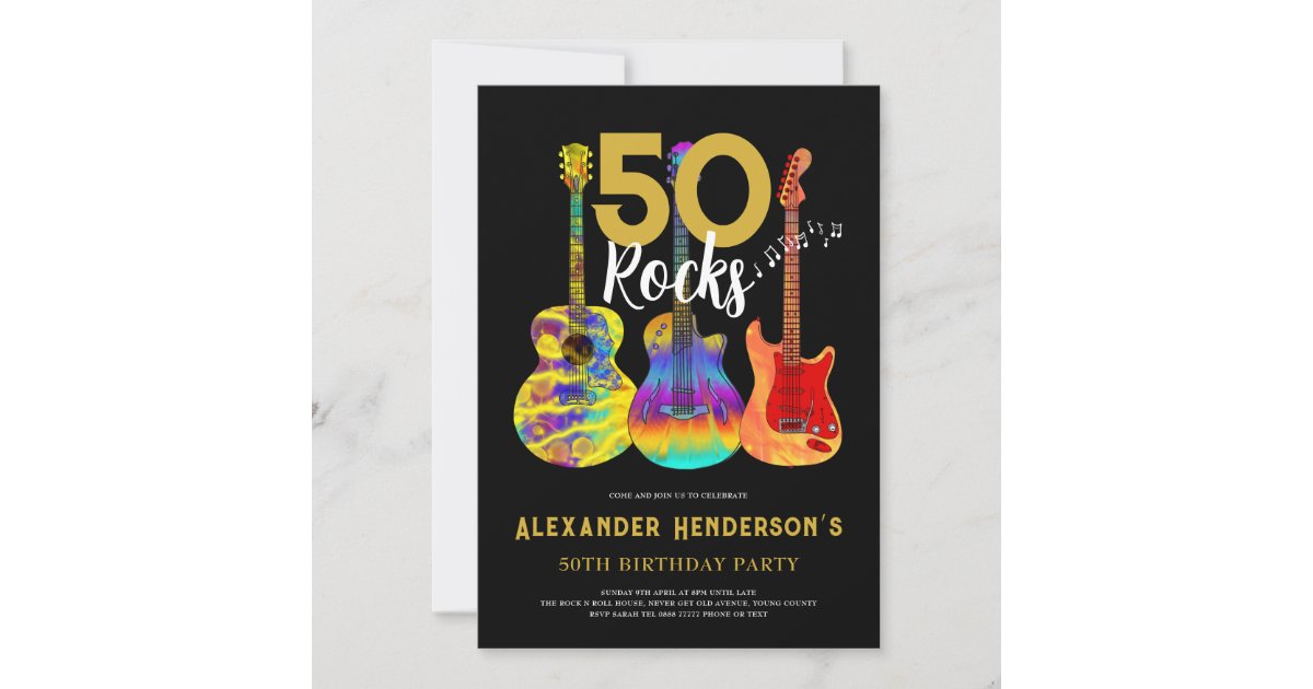 Rock and Roll 50th Birthday Party Invitation | Zazzle