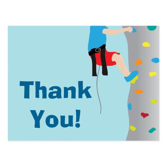Rock Wall Climbing Birthday Party Thank You Postcard | Zazzle.co.uk