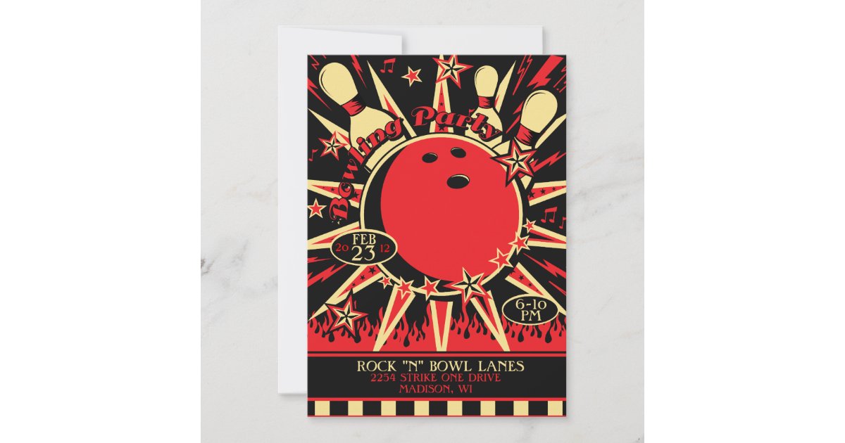 Rockabilly Bowling Party Invitation | Zazzle