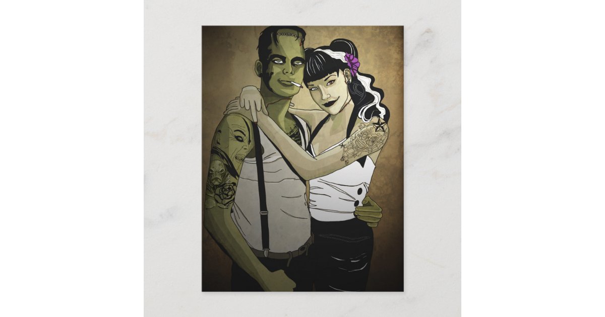 Rockabilly Frank and Bride Postcard | Zazzle